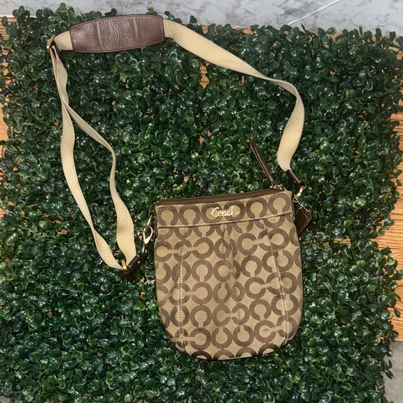 Coach | Bags | Coach Signature Brown And Tan Crossbody Bag | Poshmark